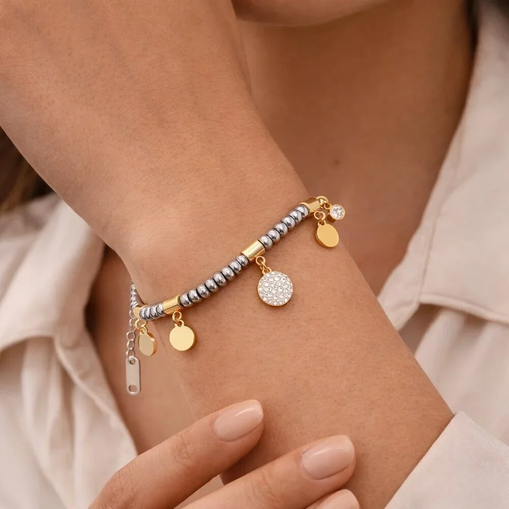 NKULTD | Jewelry | Minimalist Mixed Metal Charm Bracelet 8k Gold Plated ...
